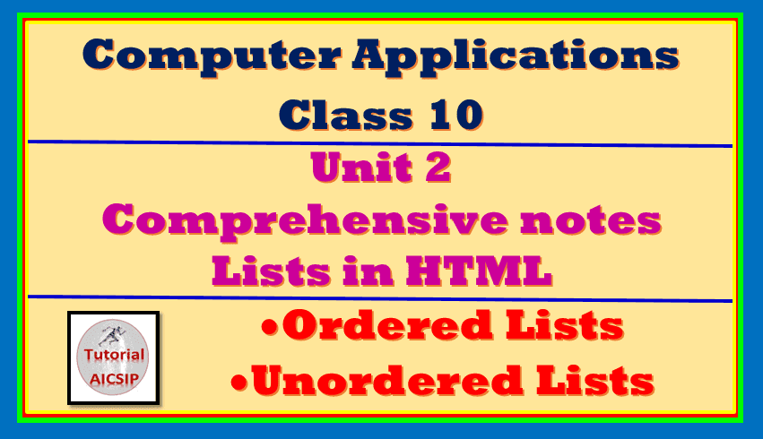 Comprehensive Notes Basic Html Elements Class 10